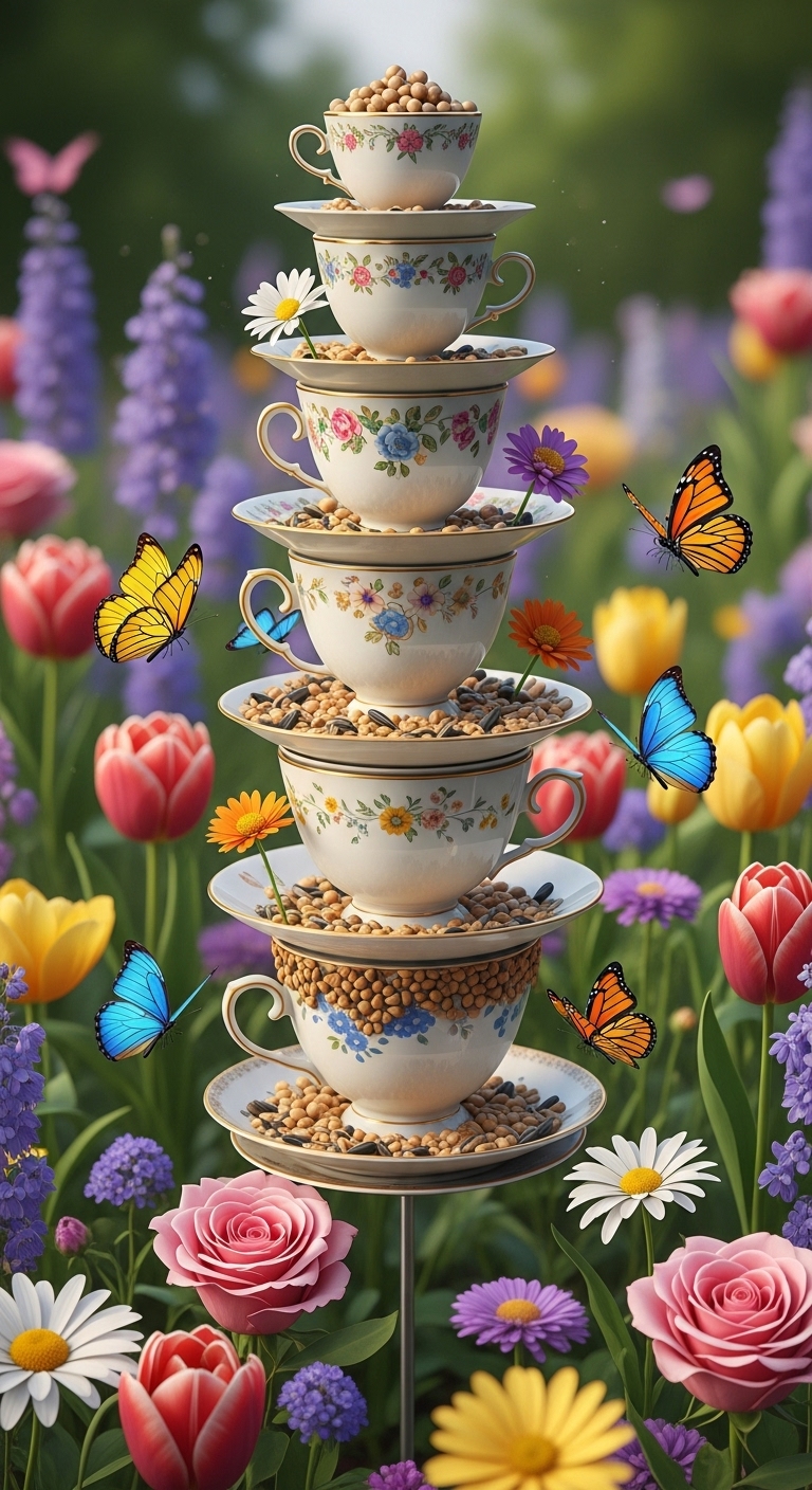 10 Hanging Teacup Bird Feeder DIY - Home Decor | DIY | Recipes | Fashion