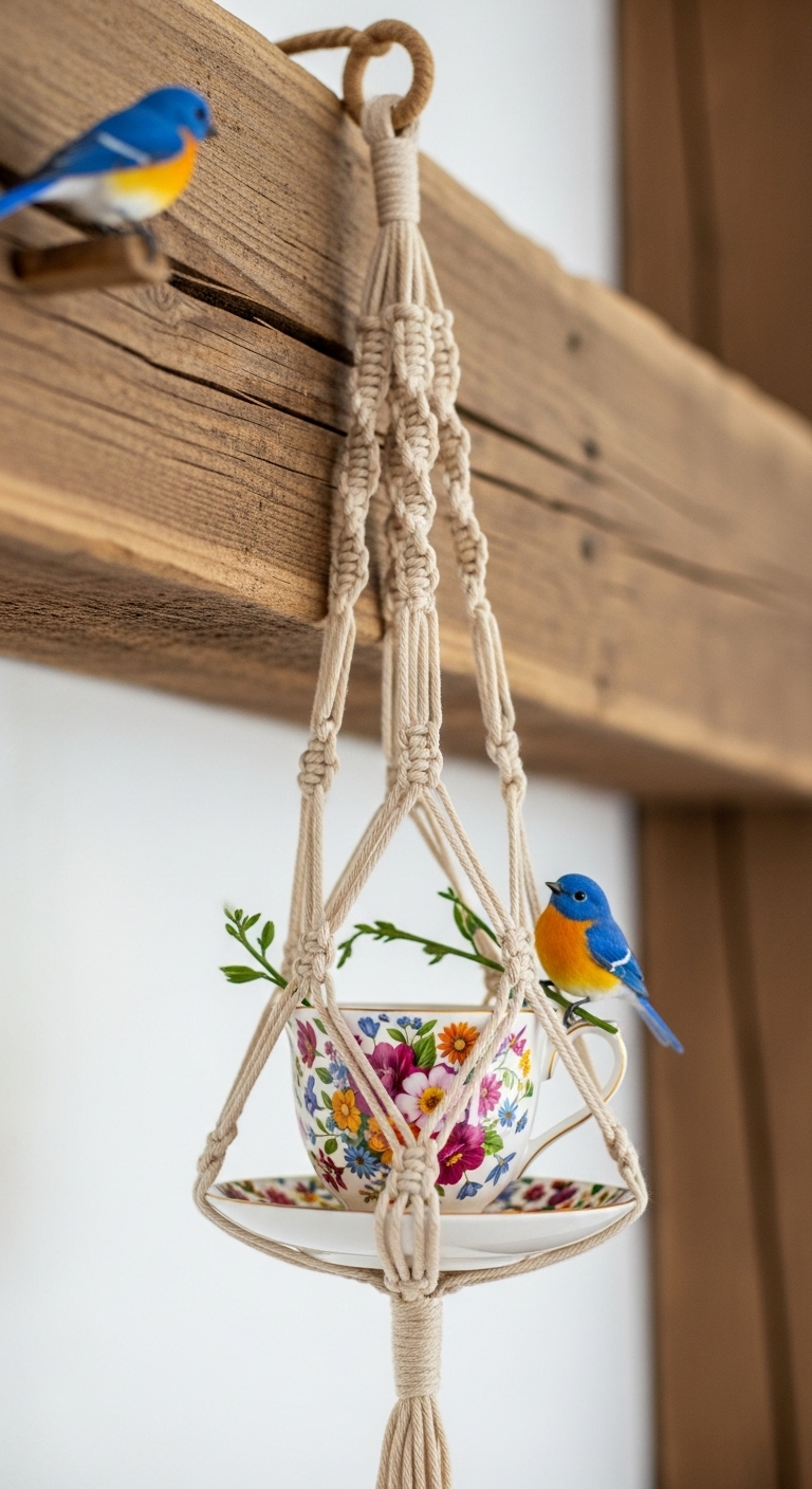 10 Hanging Teacup Bird Feeder DIY - Home Decor | DIY | Recipes | Fashion