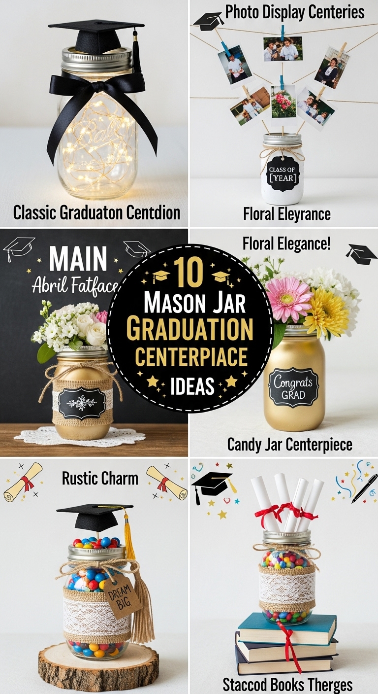 10 Mason Jar Graduation Centerpiece Ideas - Home Decor | DIY | Recipes ...