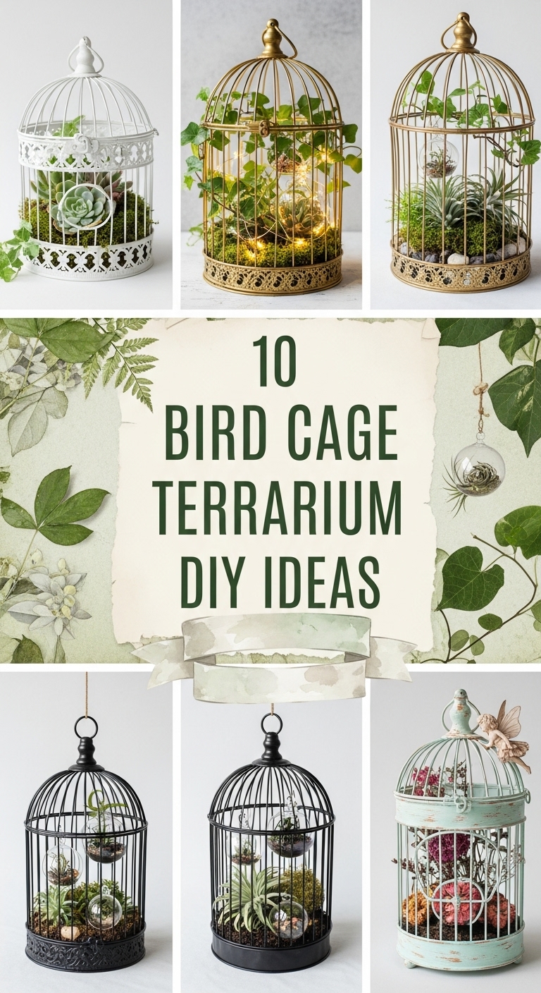 10 Bird Cage Terrarium DIY Ideas - Home Decor | DIY | Recipes | Fashion